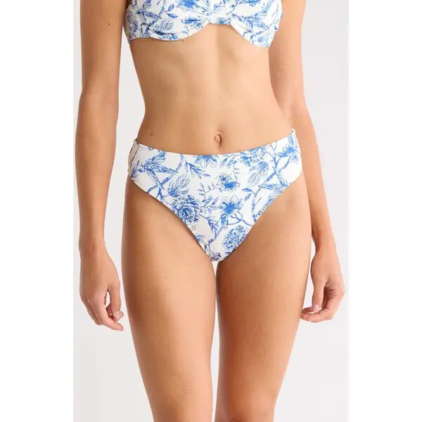 HUTCH High-waist Printed Bikini Bottom - Blue Chinoiserie