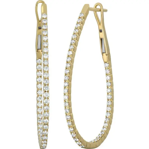 Bony Levy Audrey Inside Out Diamond Hoop Earrings - 18k Yellow Gold