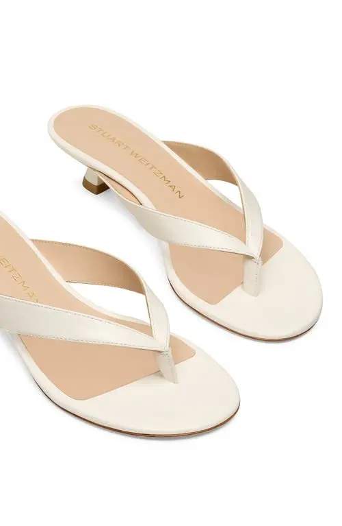 STUART WEITZMAN Rio Kitten Heel Sandal - Cream