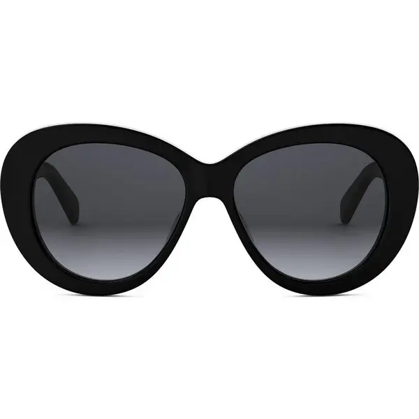 Celine Triomphe 55mm Gradient Butterfly Sunglasses - Shiny Black / Gradient Smoke