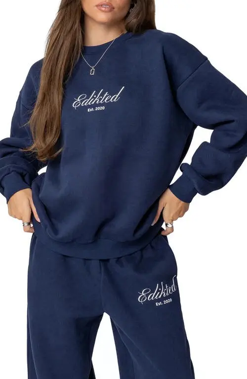 EDIKTED Logo Sweatshirt - Navy