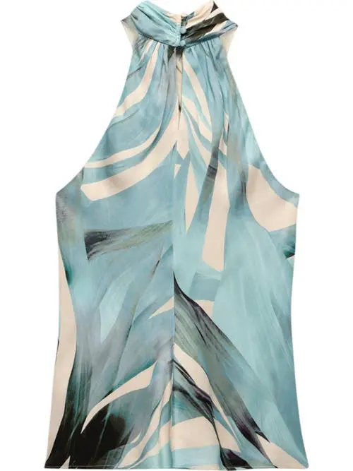 Mint Velvet Printed Satin Halter Top