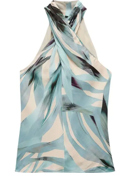 Mint Velvet Printed Satin Halter Top