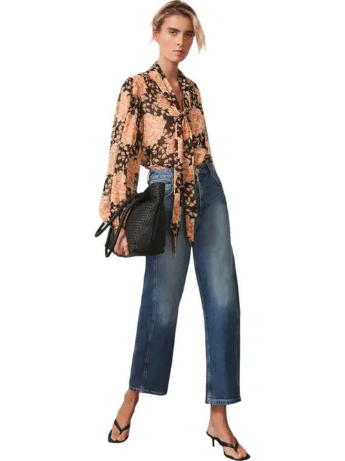 Mint Velvet Printed Pussy-bow Blouse
