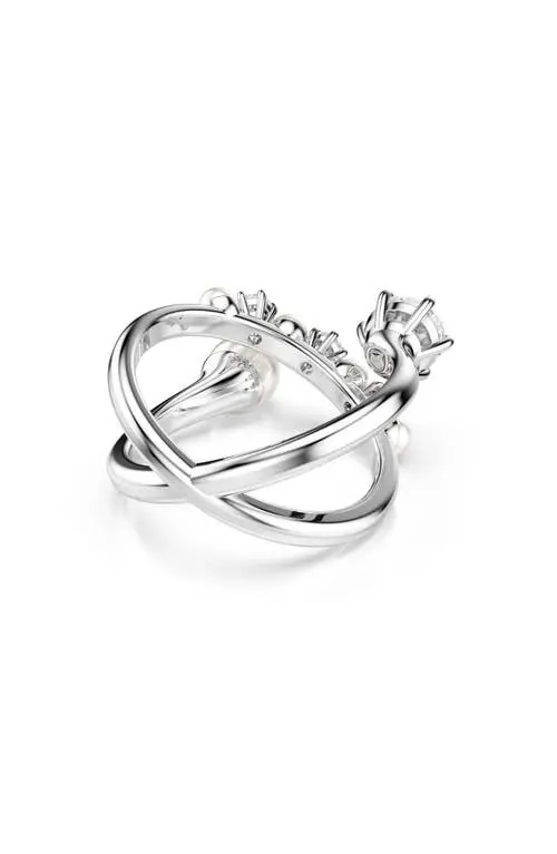 SWAROVSKI Cubic Zirconia And Glass Pearl Ring