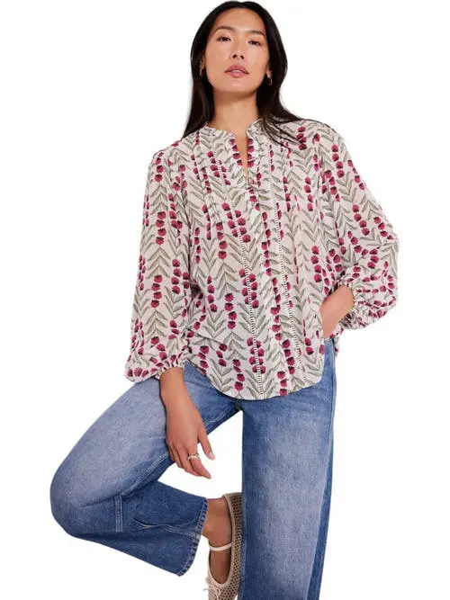 Mint Velvet Floral Print Blouse - Neutral