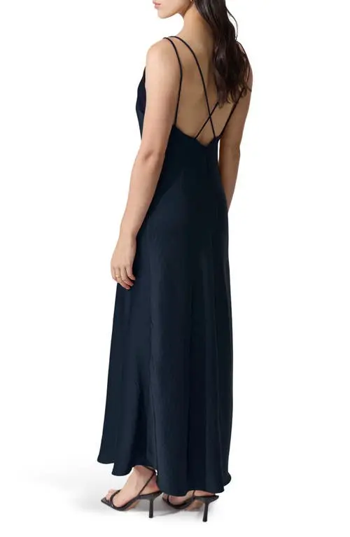 Deluc Strappy Hammered Satin Maxi Dress - Blue
