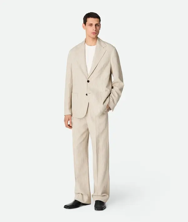 BOTTEGA  VENETA Viscose And Silk Single-breasted Jacket - Gray Putty