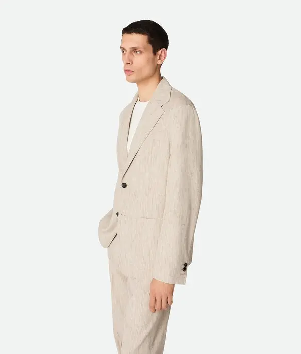 BOTTEGA  VENETA Viscose And Silk Single-breasted Jacket - Gray Putty
