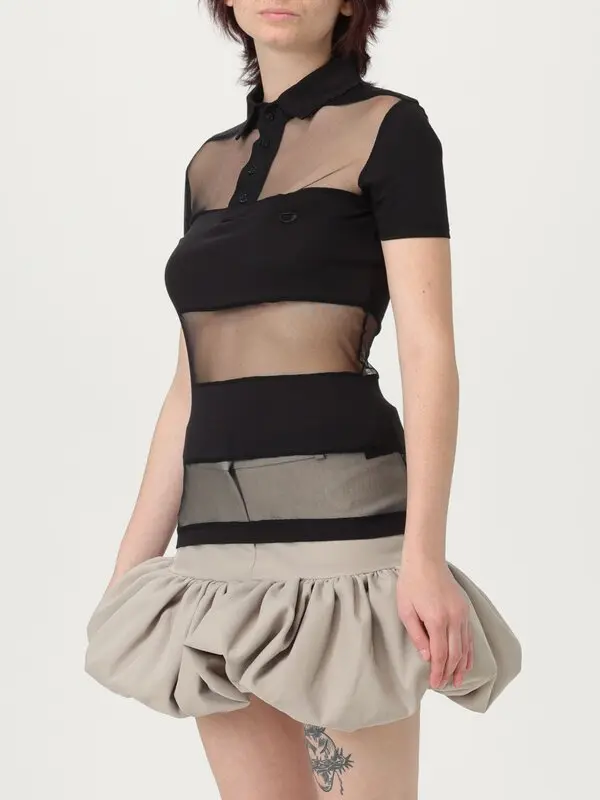 Coperni And Cotton Blend Mesh Polo Shirt - Black