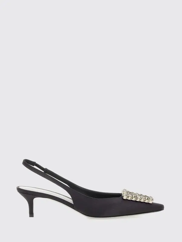 Roberto Festa Bicolour Satin Slingback Court Shoes With Jewel Buckle - Black