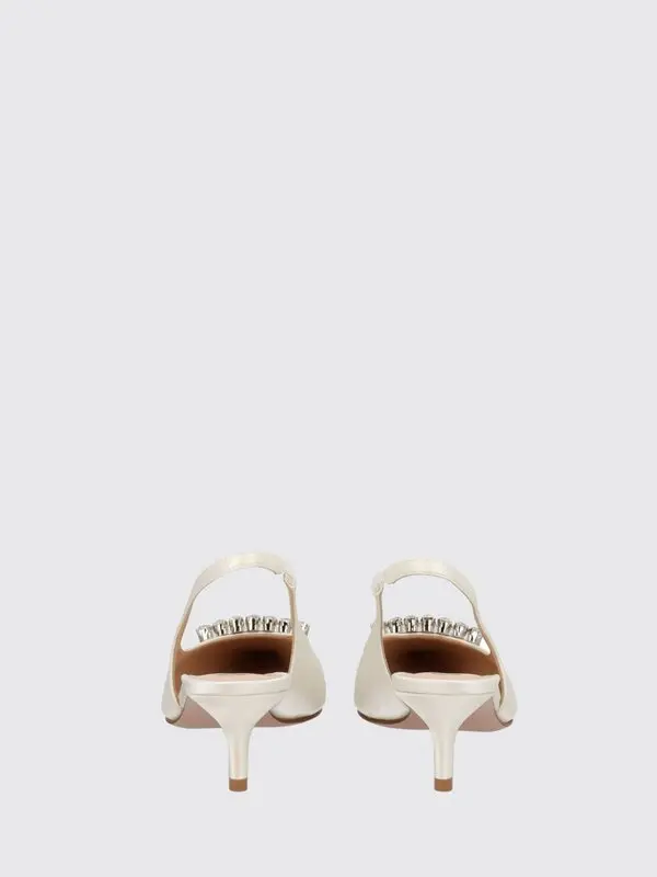 Roberto Festa Bicolour Satin Slingback Court Shoes With Jewel Buckle - Ivory