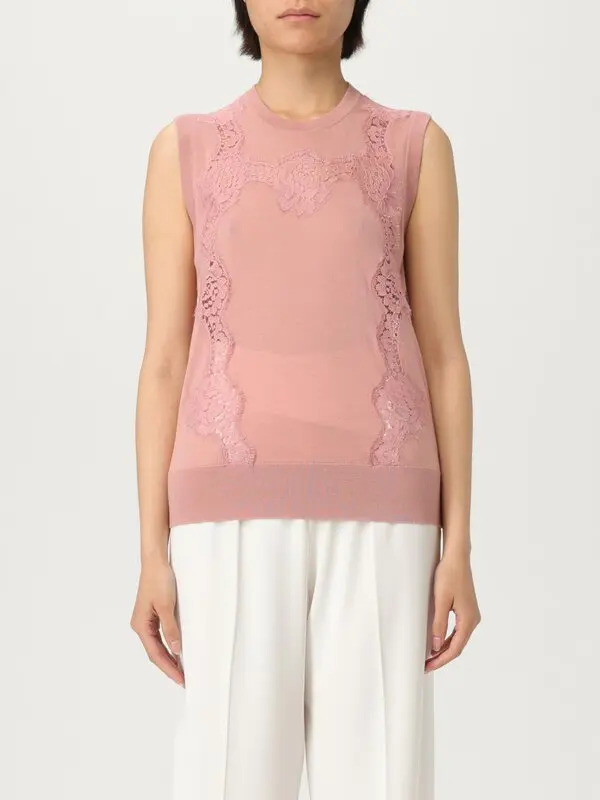 Dolce & Gabbana Lace Detailed Knit Top - Pink