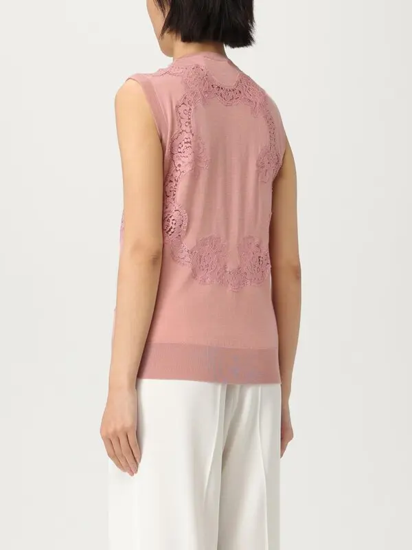 Dolce & Gabbana Lace Detailed Knit Top - Pink