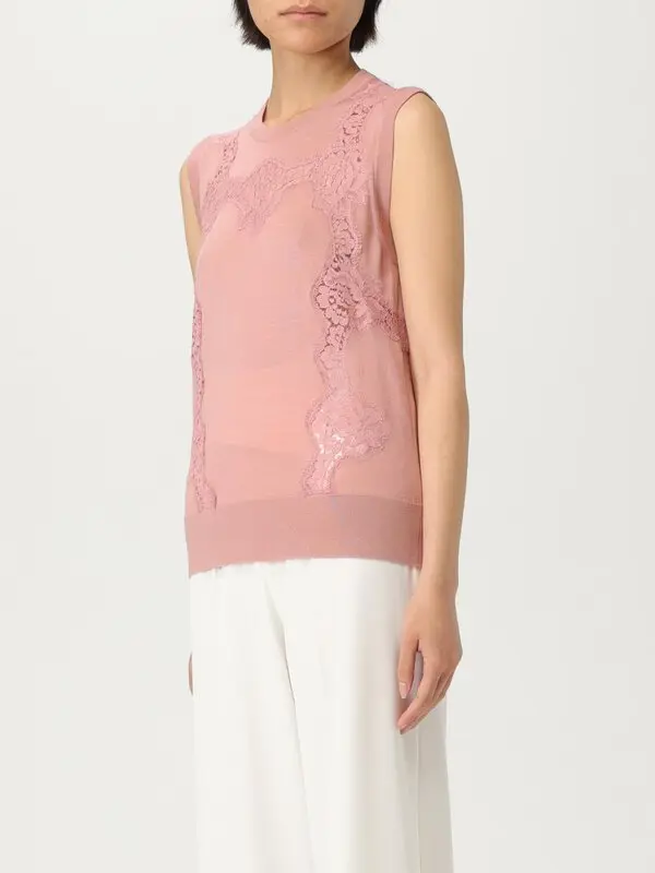 Dolce & Gabbana Lace Detailed Knit Top - Pink