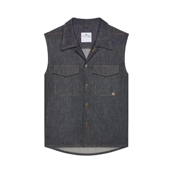 COURREGES Utility Denim Sleeveless Shirt