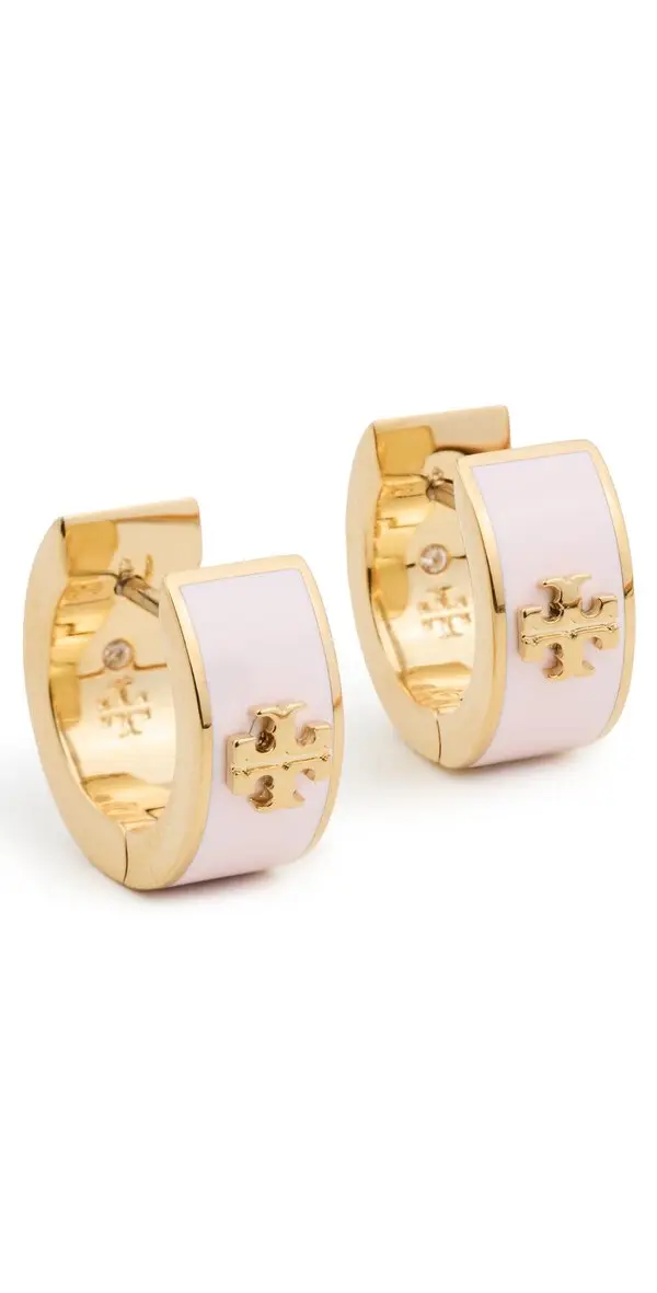 Tory Burch Kira Huggie Earrings - Tory Gold/pink Snow