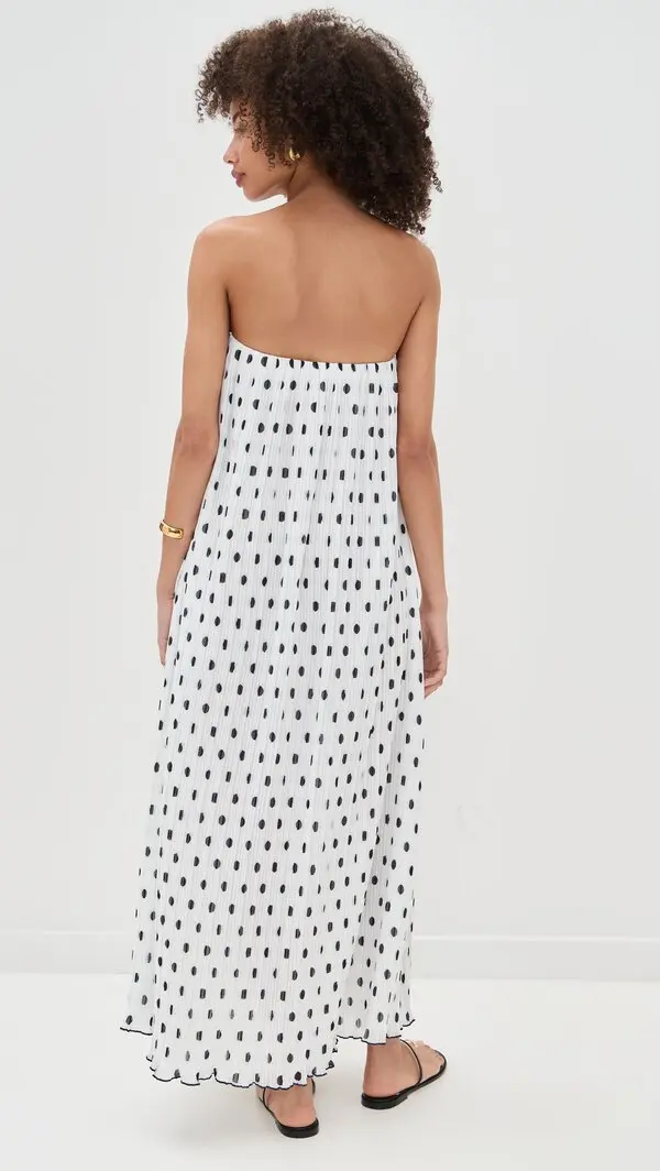 strapless open back dress Afternoon Basque Waist Midi Dress - Natural main image 1