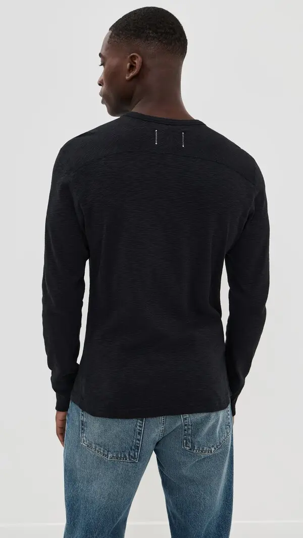 Reigning Champ 1x1 Slub Slim Henley - Black