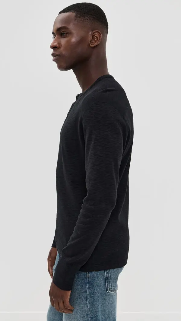 Reigning Champ 1x1 Slub Slim Henley - Black