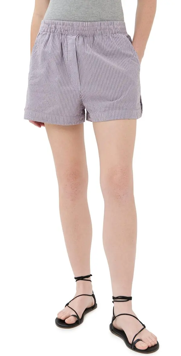Tibi Garment Dyed Seersucker Pull On Shorts