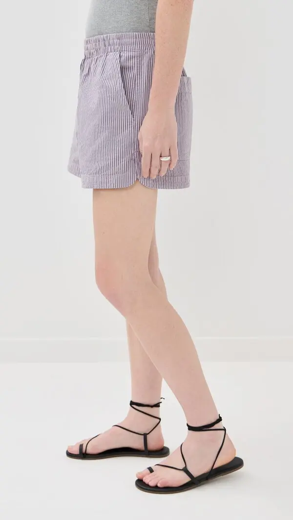 Tibi Garment Dyed Seersucker Pull On Shorts