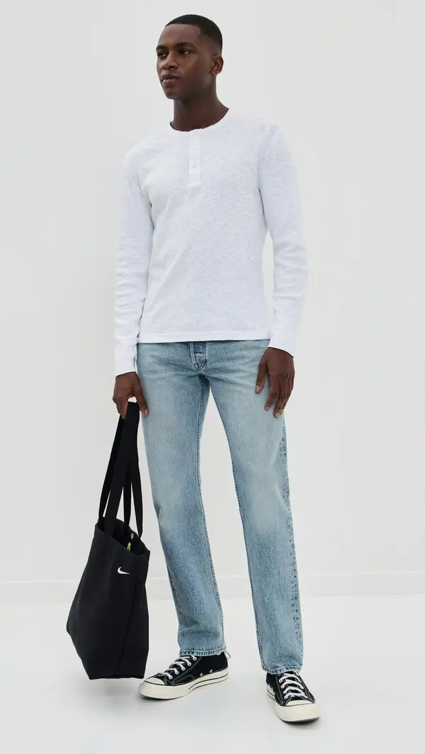 Reigning Champ 1x1 Slub Slim Henley - White