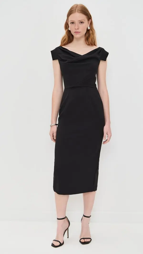 Black Halo Jacqueline Midi Dress - Black