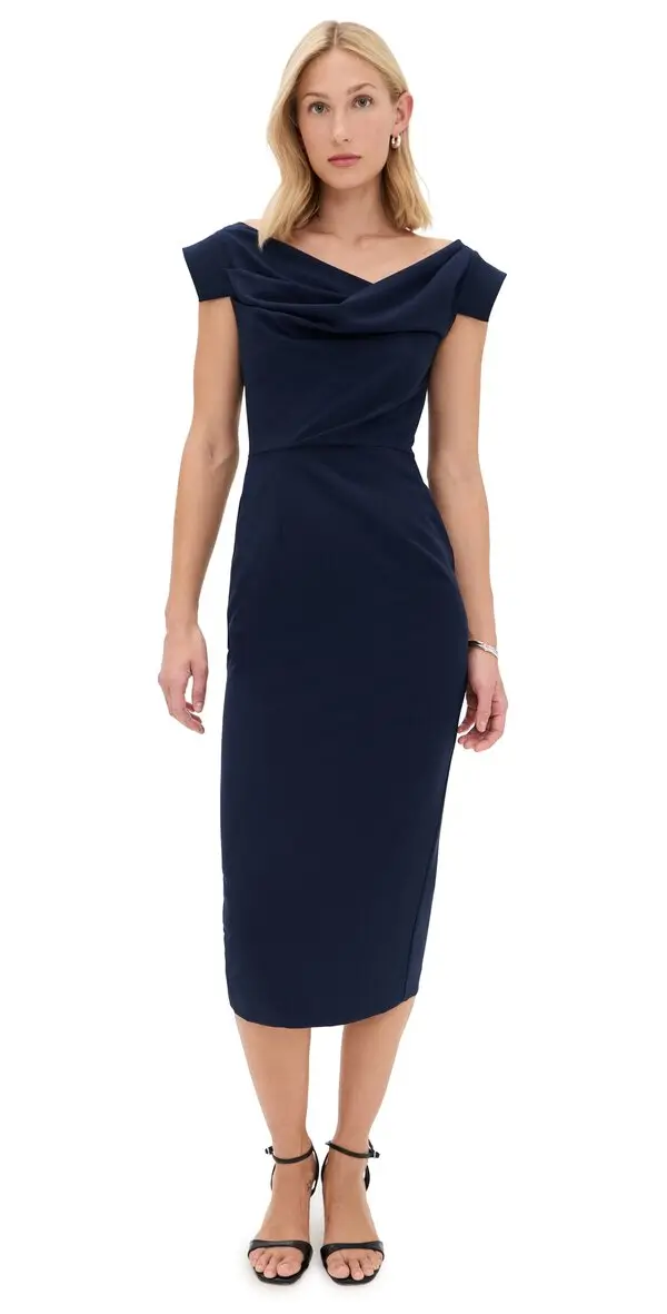 Black Halo Jacqueline Midi Dress - Pacific Blue