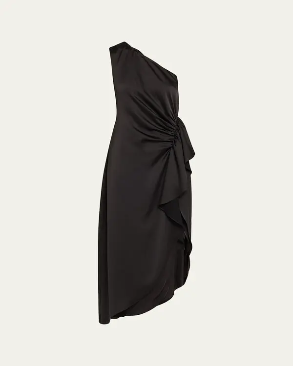 Ramy Brook Malika Draped One-shoulder Midi Dress