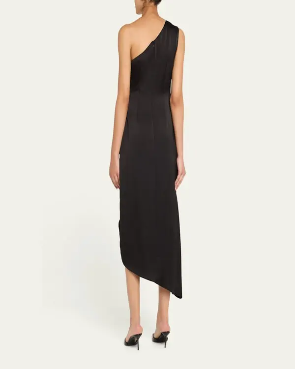 Ramy Brook Malika Draped One-shoulder Midi Dress
