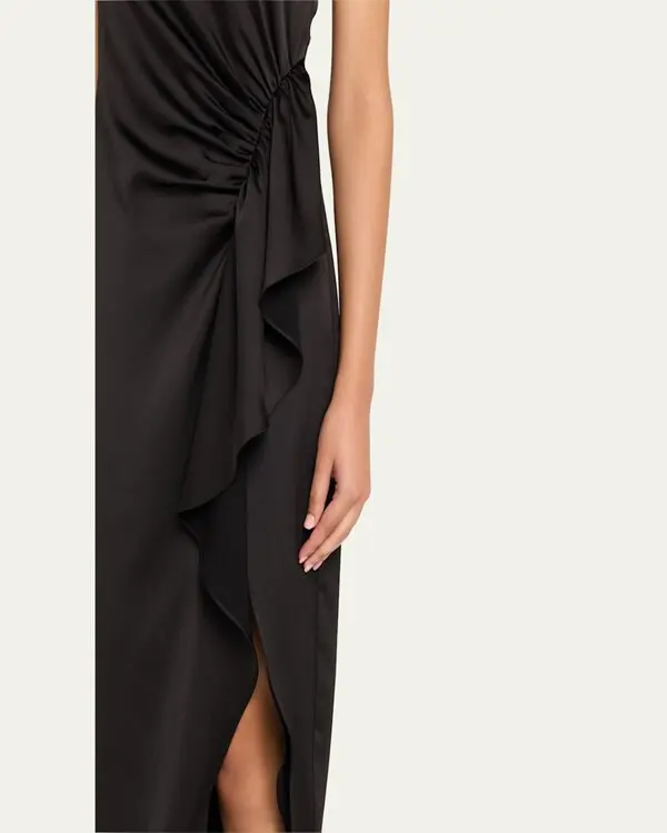 Ramy Brook Malika Draped One-shoulder Midi Dress