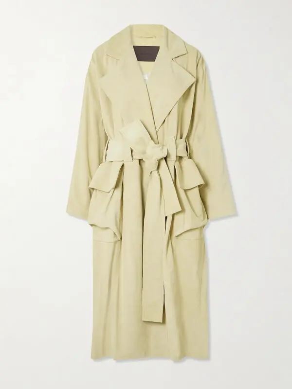 16Arlington Cinzia Belted Suede Trench Coat - Neutrals