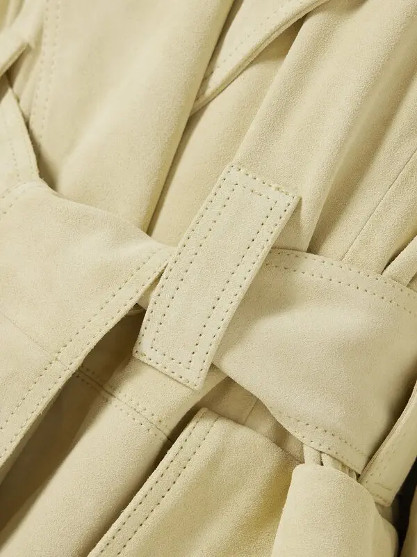 16Arlington Cinzia Belted Suede Trench Coat - Neutrals
