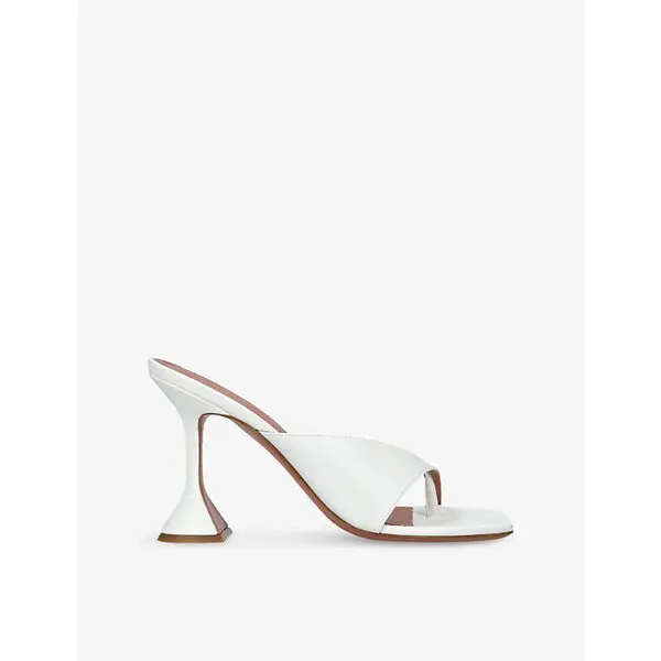 Amina Muaddi Shiona 95 Leather Heeled Mules - White