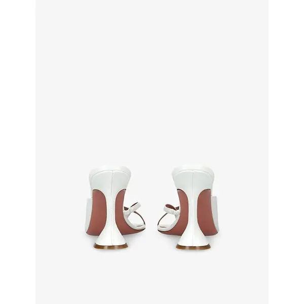 Amina Muaddi Shiona 95 Leather Heeled Mules - White