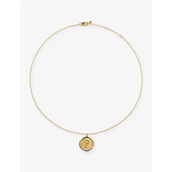 Monica Vinader Initial-p Stamp Vermeil Chain Necklace - Gold
