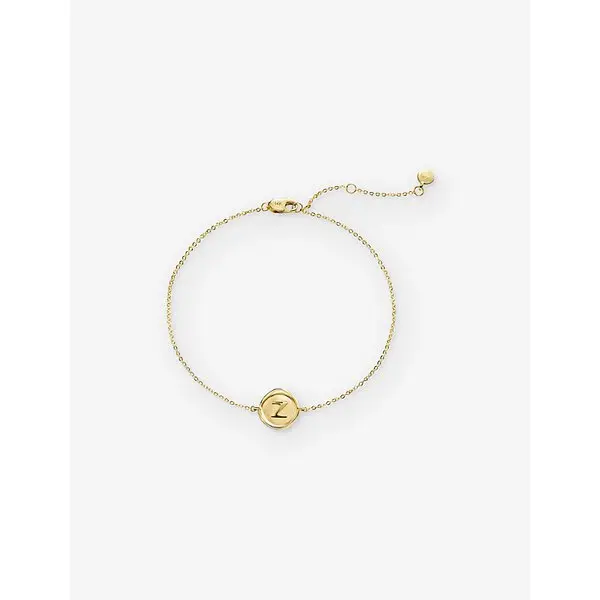 Monica Vinader Initial-z Stamp 18ct Yellow-vermeil Chain Bracelet - Gold