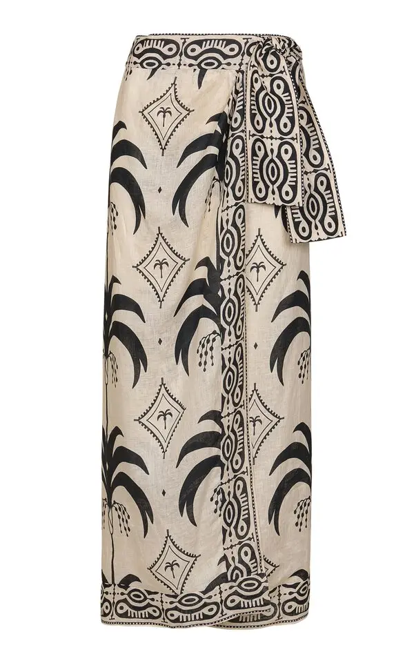 Johanna Ortiz Significado Poderoso Printed Linen Maxi Skirt - Black,white