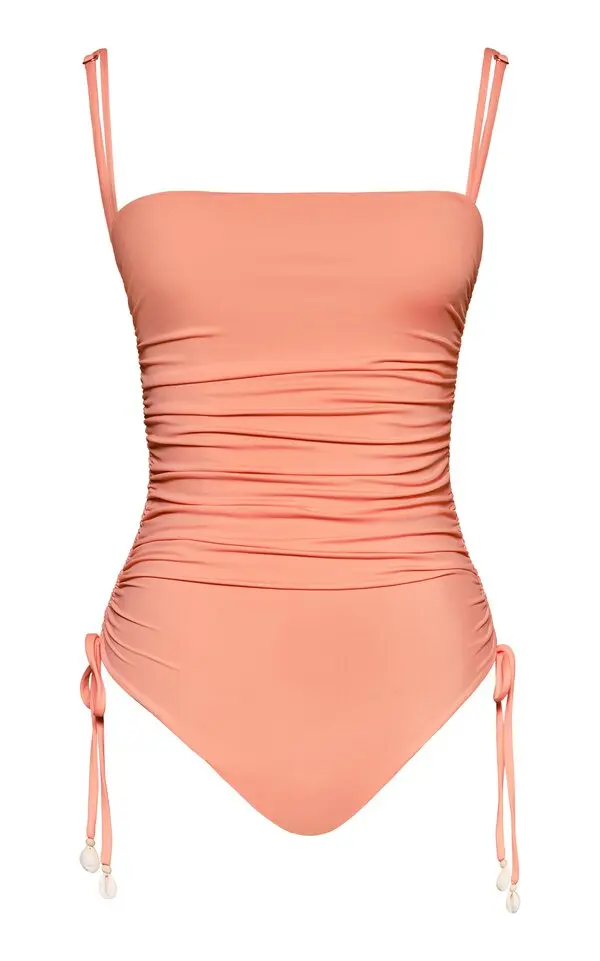Johanna Ortiz Tarangire Ruched One-piece Swimsuit - Coral