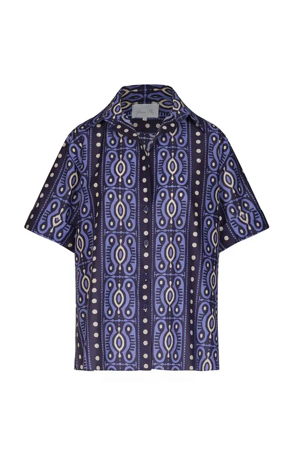 Johanna Ortiz Salty Promises Cotton Poplin Shirt - Navy