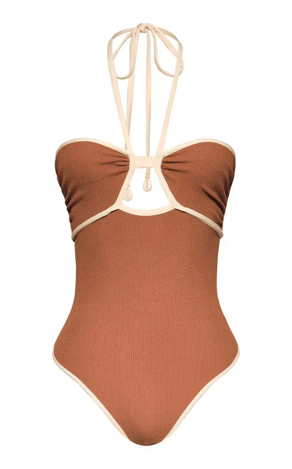Johanna Ortiz Halter One-piece Swimsuit - Brown