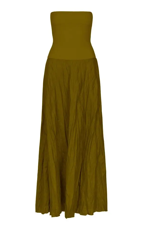 Johanna Ortiz Convertible Linen-blend Maxi Dress - Green