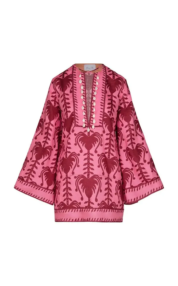 Johanna Ortiz Wild Savannah Printed Linen Mini Dress - Pink