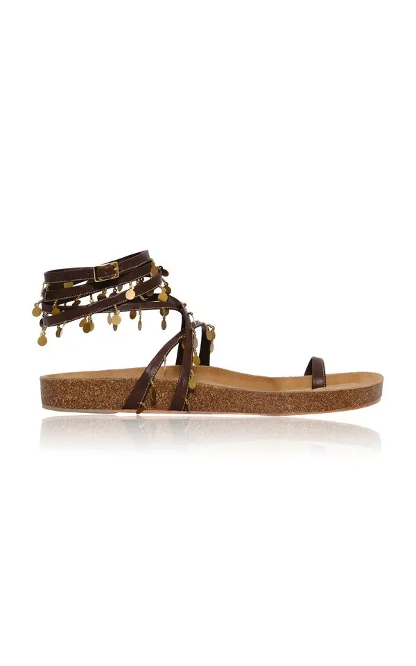 Johanna Ortiz Serenade In Swim Leather Sandals - Brown