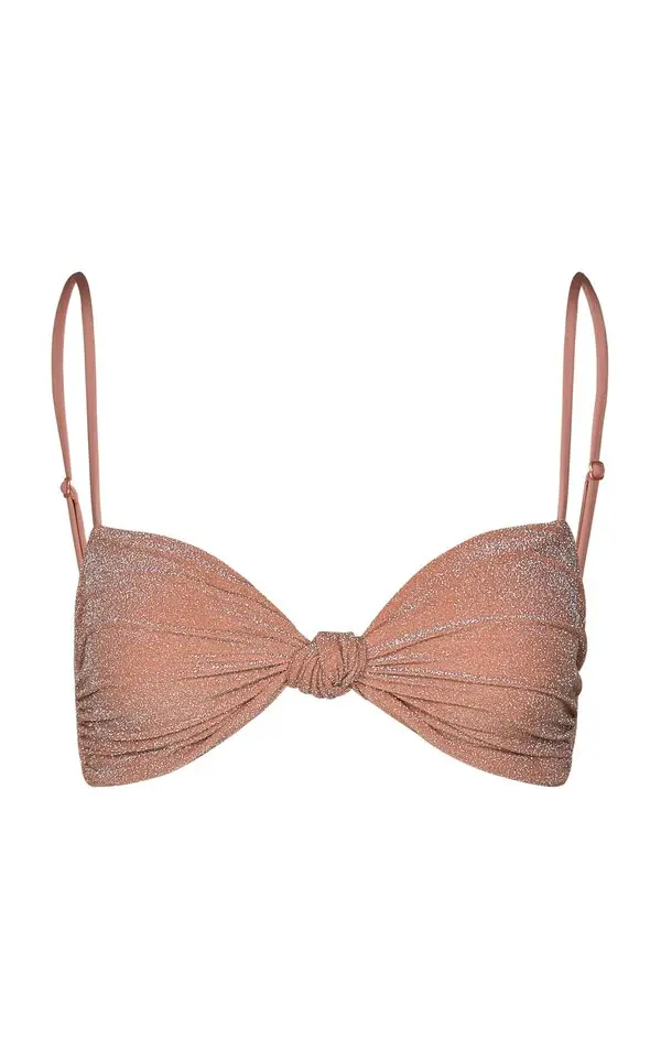 Johanna Ortiz Heliconia Knot-detailed Bikini Top - Nude