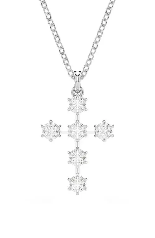 SWAROVSKI Insigne Cross Pendant Necklace - White/ Silver
