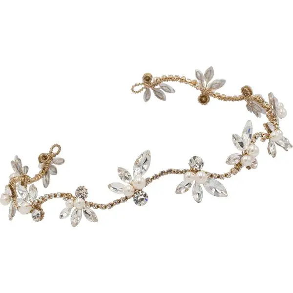 Brides & Hairpins Zaliki Crystal & Faux Pearl Halo Band - Gold