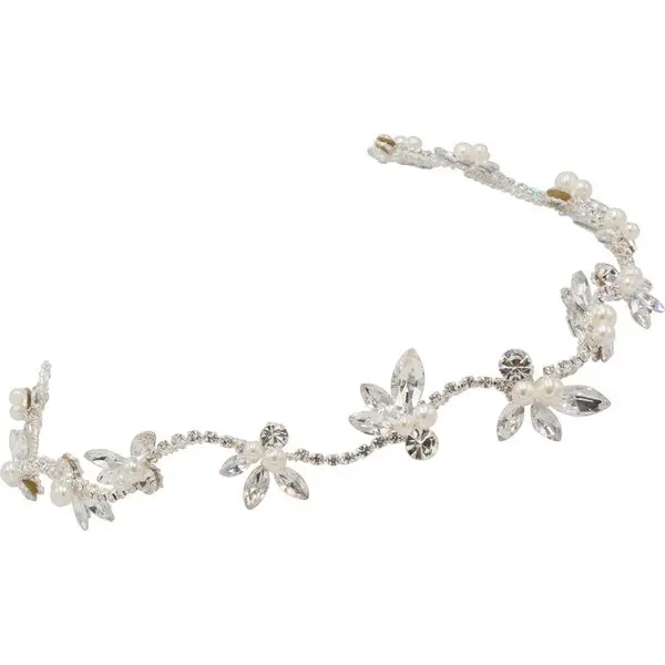 Brides & Hairpins Zaliki Crystal & Faux Pearl Halo Band - Silver