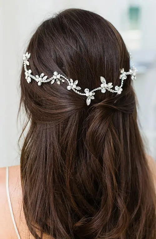 Brides & Hairpins Zaliki Crystal & Faux Pearl Halo Band - Silver